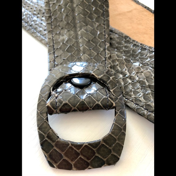 Neiman Marcus | Accessories | Neiman Marcus Snake Skin Grey Wide Belt 2 ...